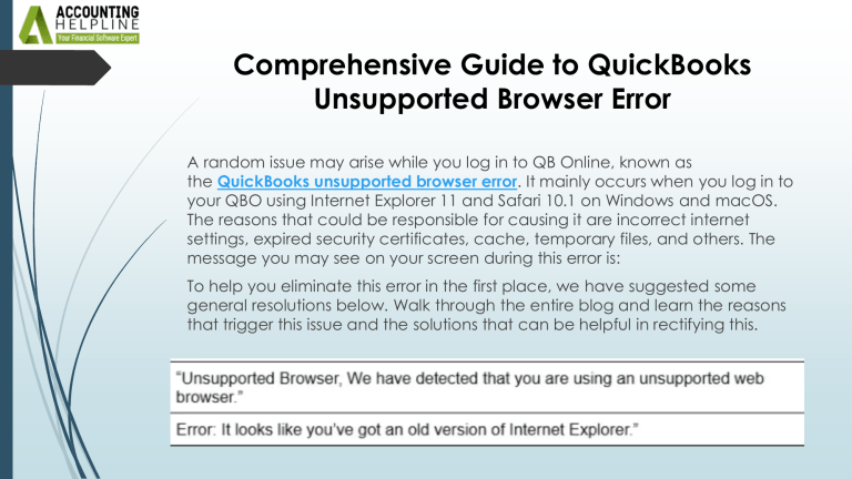 QuickBooks Unsupported Browser Error: Fix Guide