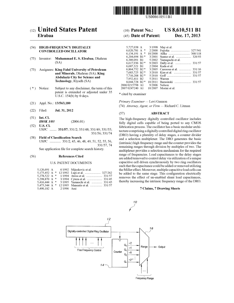 High-Frequency Digitally Controlled Oscillator Patent