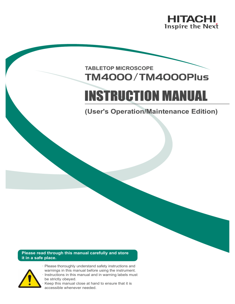 TM4000 Tabletop Microscope Instruction Manual