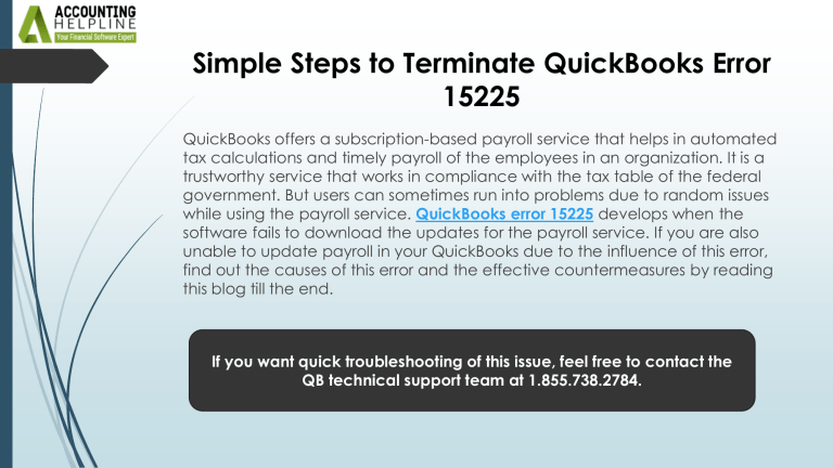 Fix QuickBooks Error 15225: Payroll Update Troubleshooting