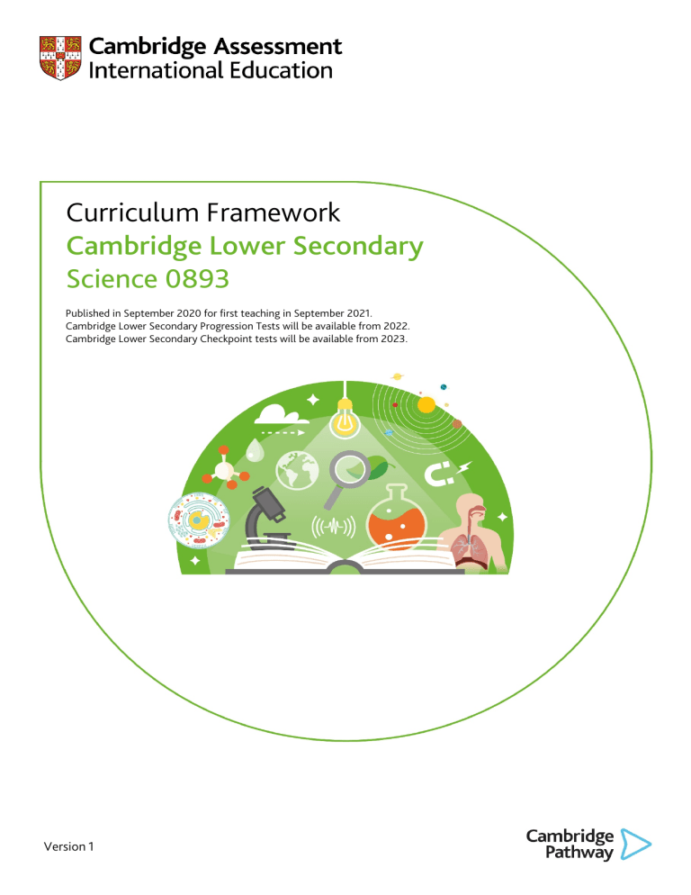 Cambridge Lower Secondary Science 0893 Curriculum Framework