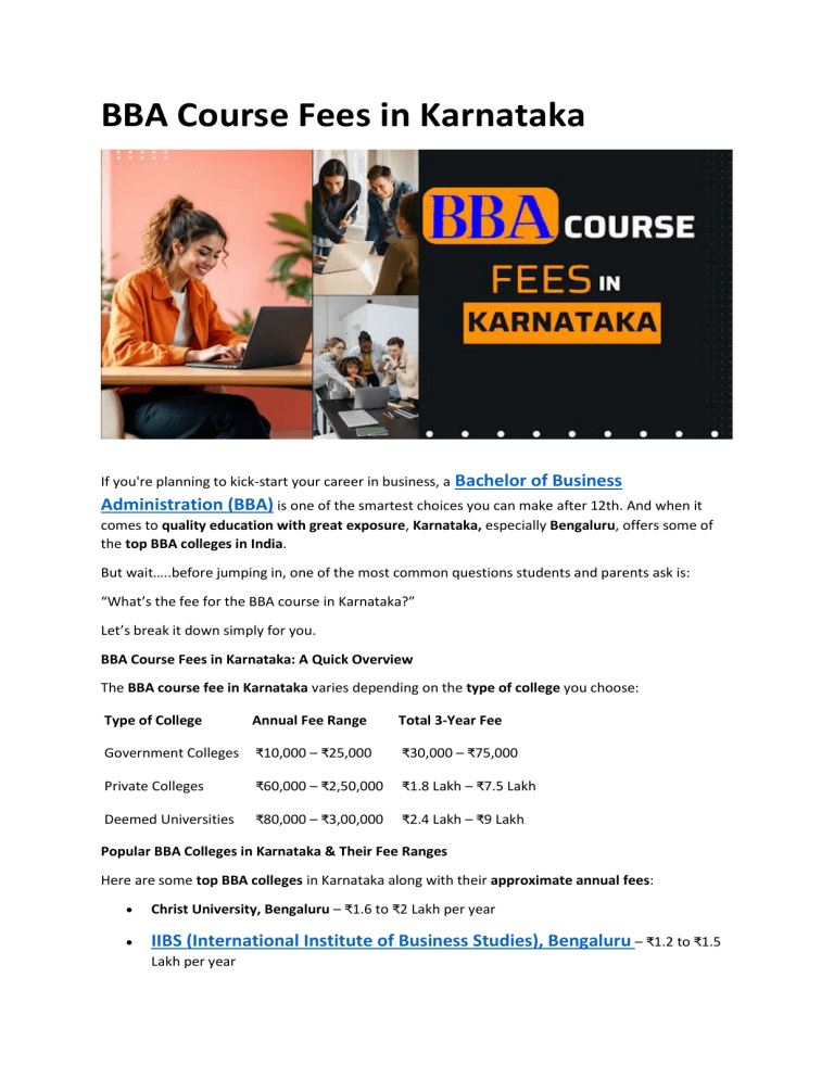 BBA Course Fees in Karnataka: A Complete Guide