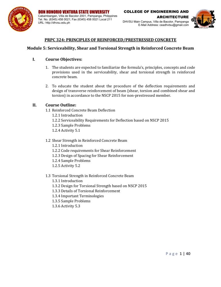 Reinforced Concrete Beam Design: Serviceability & Strength