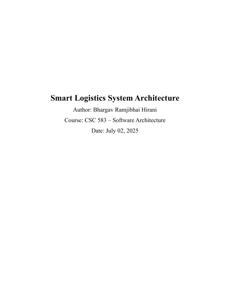 Smart Logistics System Architecture: Microservices, Scalability, Availability