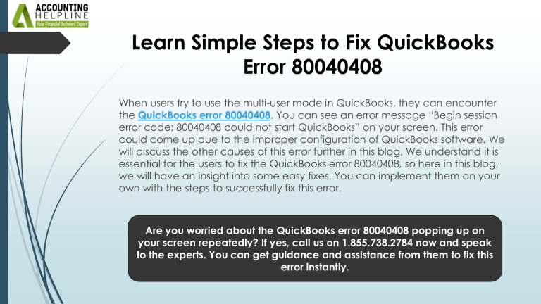 Fix QuickBooks Error 80040408: Simple Troubleshooting Steps