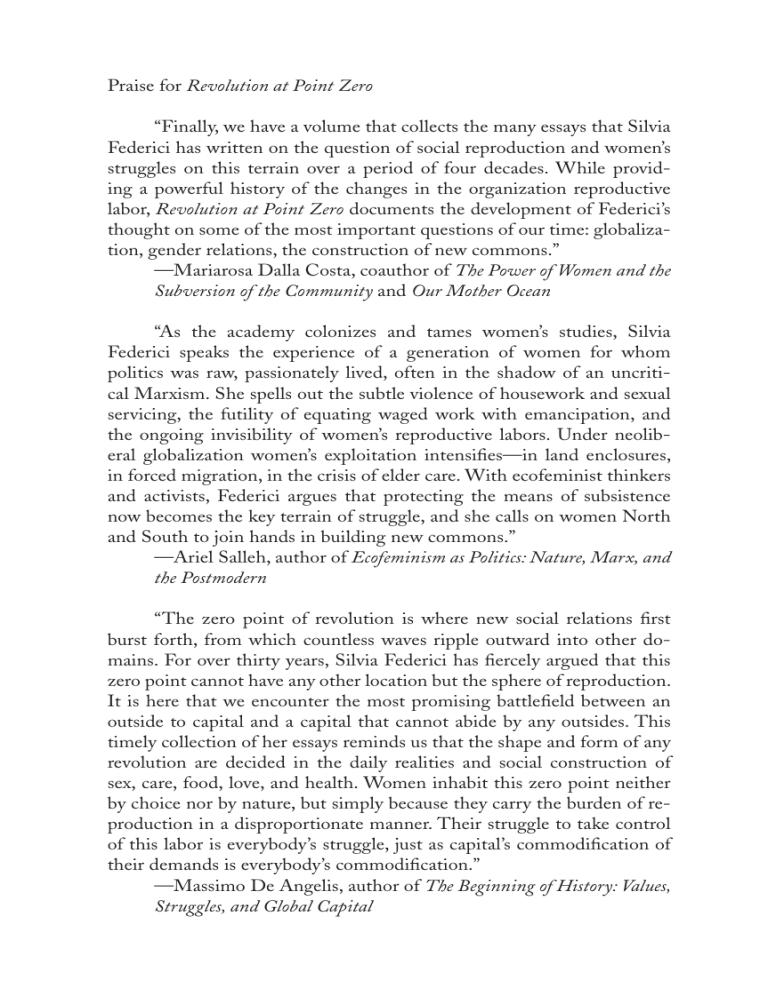 Revolution at Point Zero: Feminist Struggle & Social Reproduction
