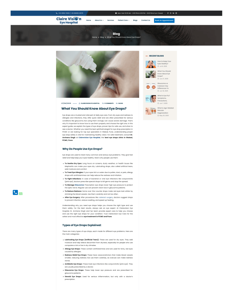 Eye Drops: Types, Uses, and Safety | Clairevision Eye Hospital