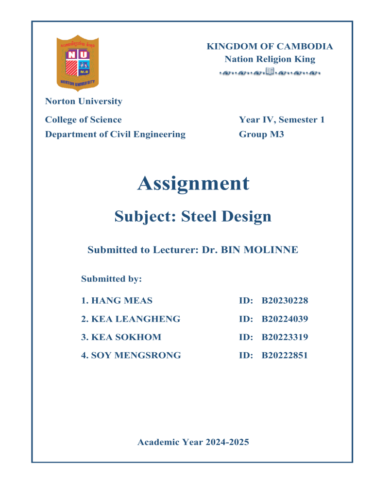 Steel Design Assignment: Tension & Compression Members