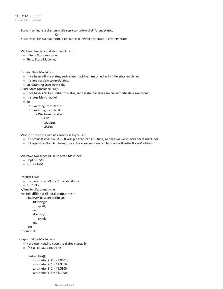 State Machines: Finite, Infinite, Mealy, Moore FSMs & Pattern Detectors