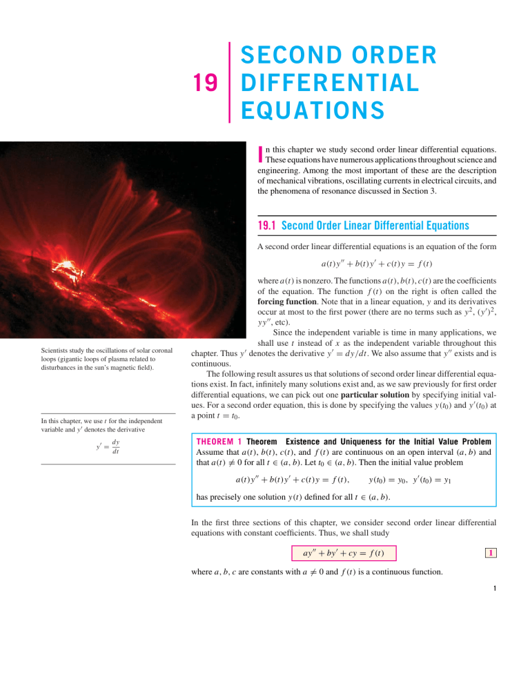 Second Order Differential Equations Linear Equations