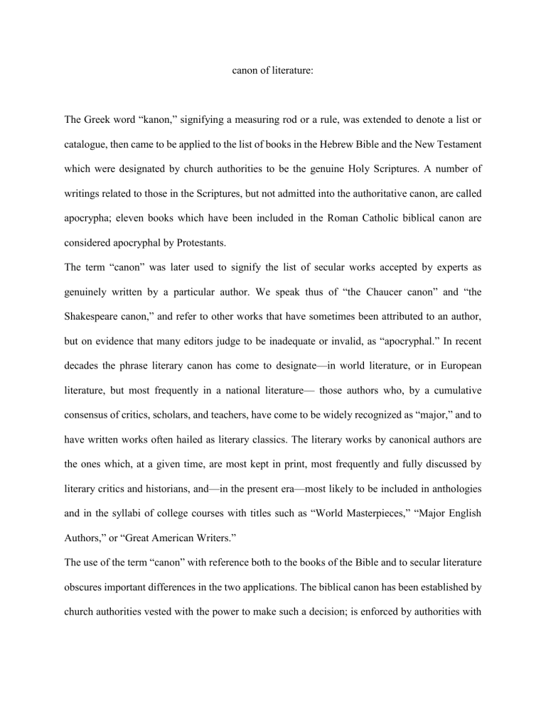 Literary Canon: Definition, Formation, and Evolution