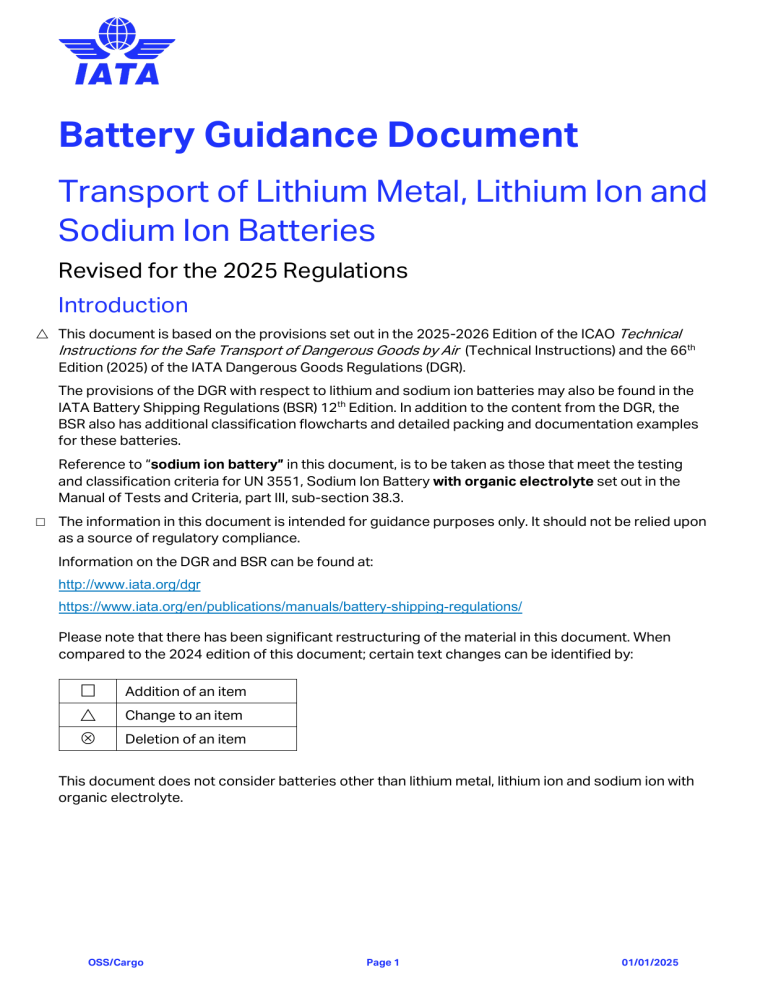 Lithium & Sodium Battery Transport Guidance (2025 Regulations)