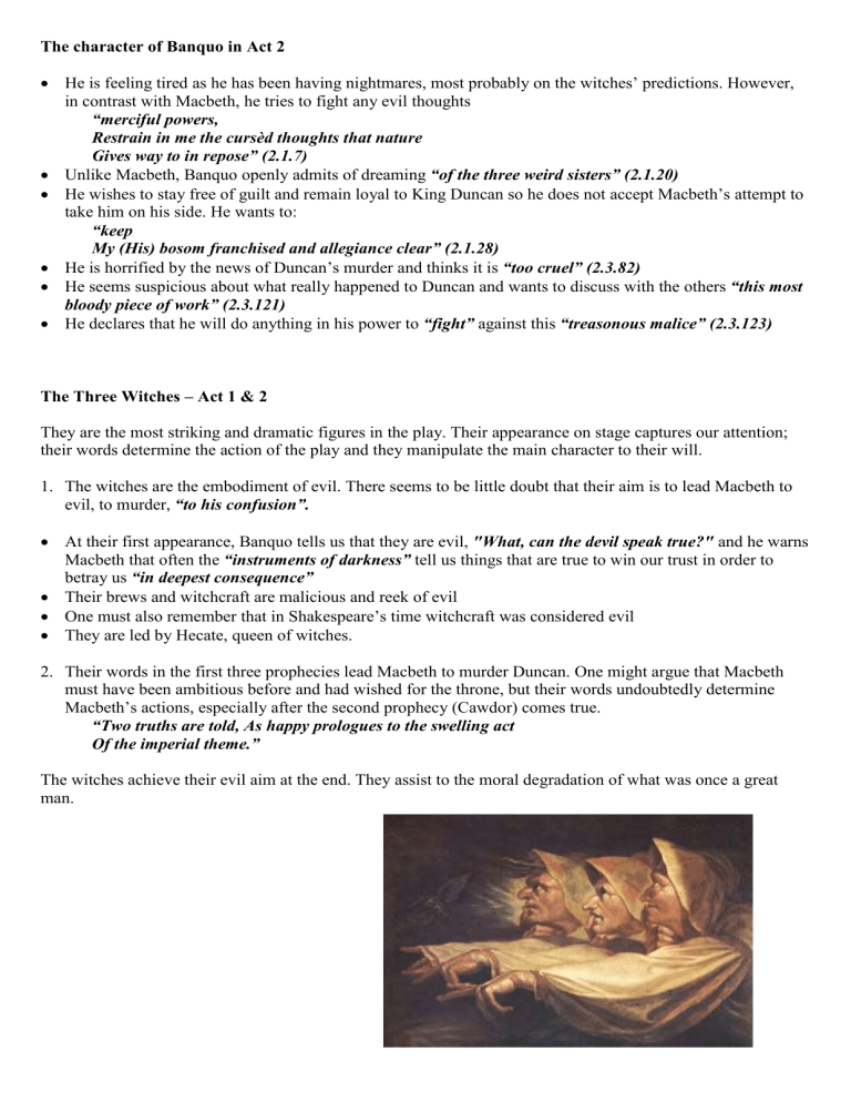 Macbeth: Banquo & Witches Analysis - Study Guide