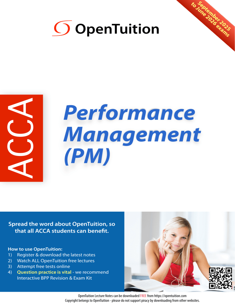 ACCA PM Lecture Notes: Performance Management Exam Prep