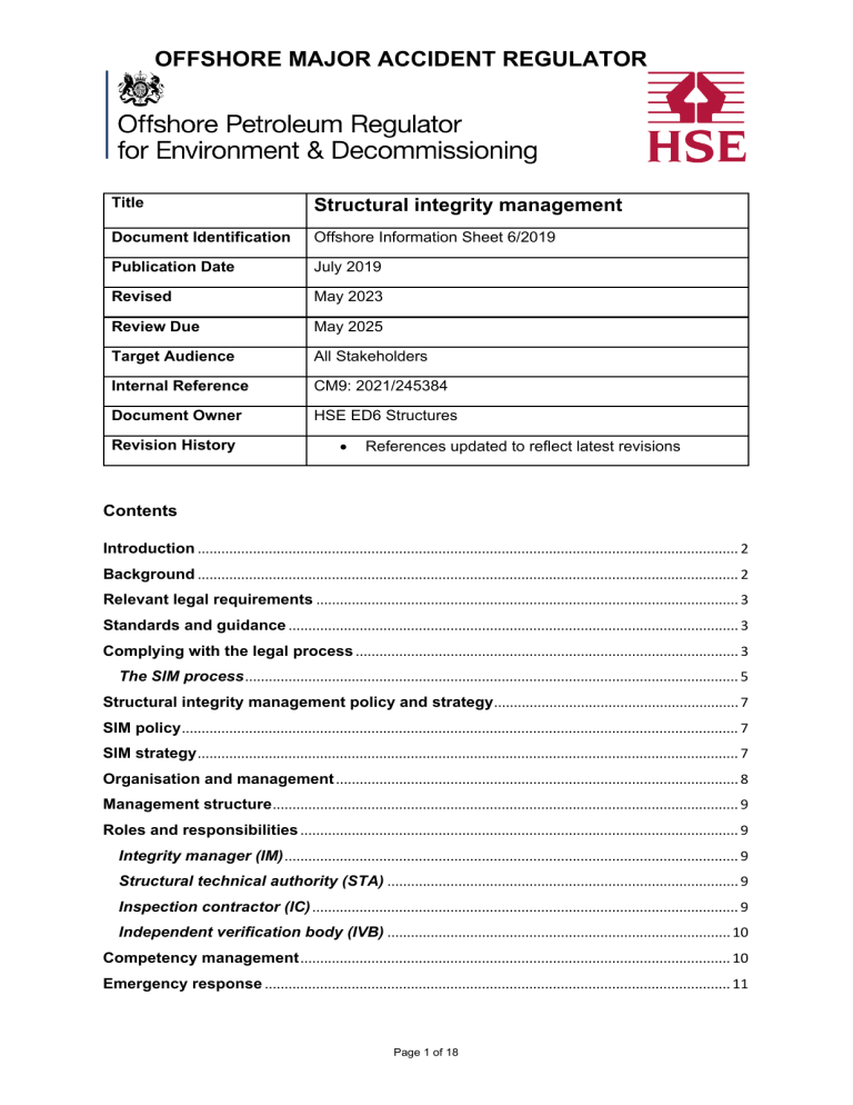 Structural Integrity Management for Offshore Structures | Regulator Guide