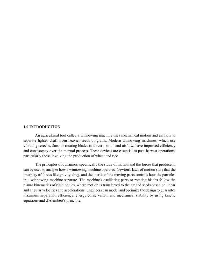 Winnowing Machine Kinematic Analysis & Optimization