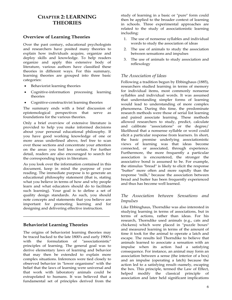 Learning Theories: Behaviorism & Association | Educational Psychology