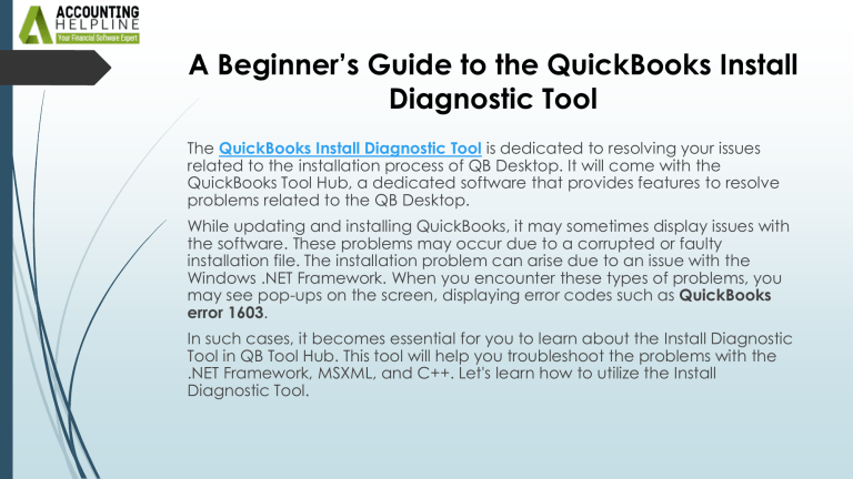 QuickBooks Install Diagnostic Tool: A Beginner's Guide