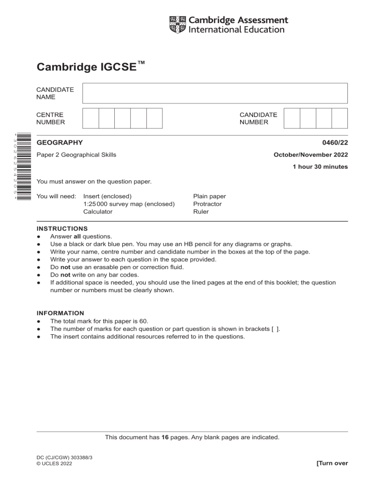 Igcse Geography Paper 2 Geographical Skills Exam