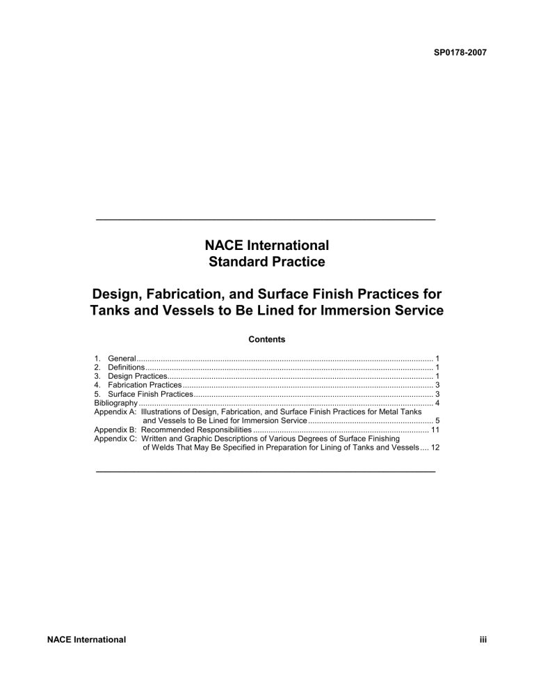 NACE SP0178-2007: Tank & Vessel Lining Design & Fabrication Standard