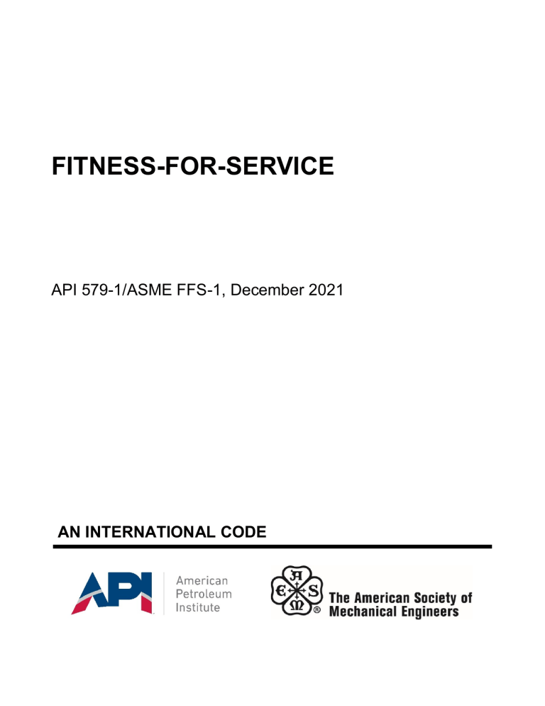 API 579-1/ASME FFS-1 Fitness-For-Service Standard