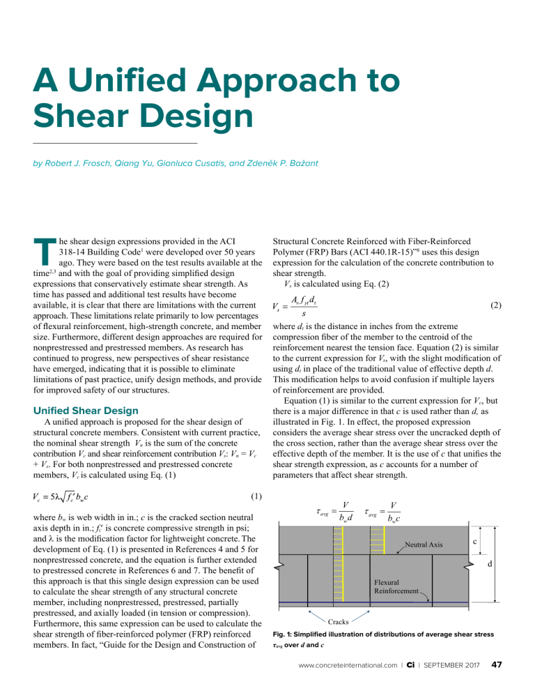 Unified Shear Design Approach in Concrete Structures