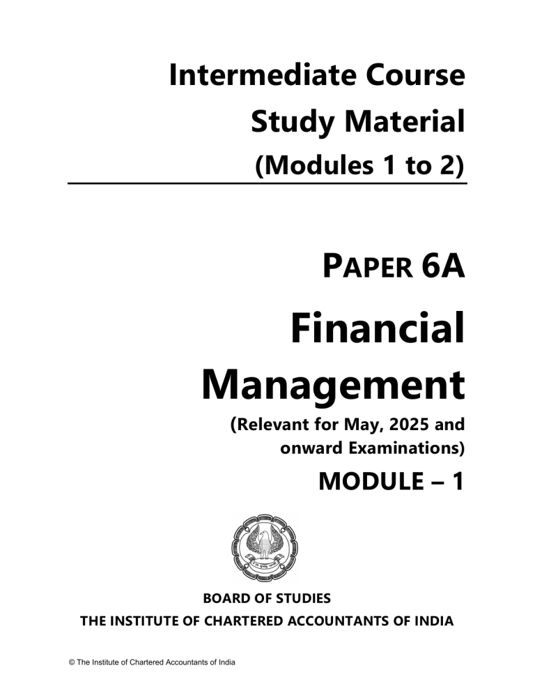 Financial Management Study Material (Intermediate Course)