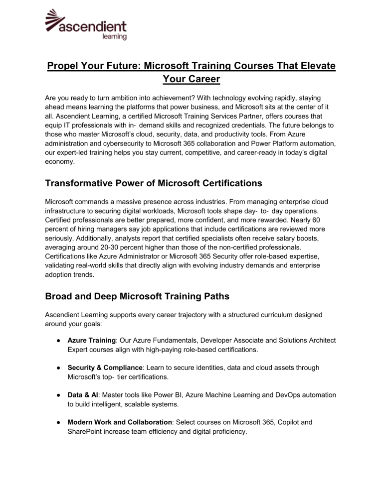 Microsoft Training Courses: Elevate Your Career
