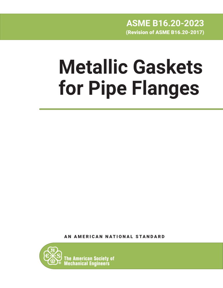 ASME B16.20: Metallic Gaskets for Pipe Flanges Standard
