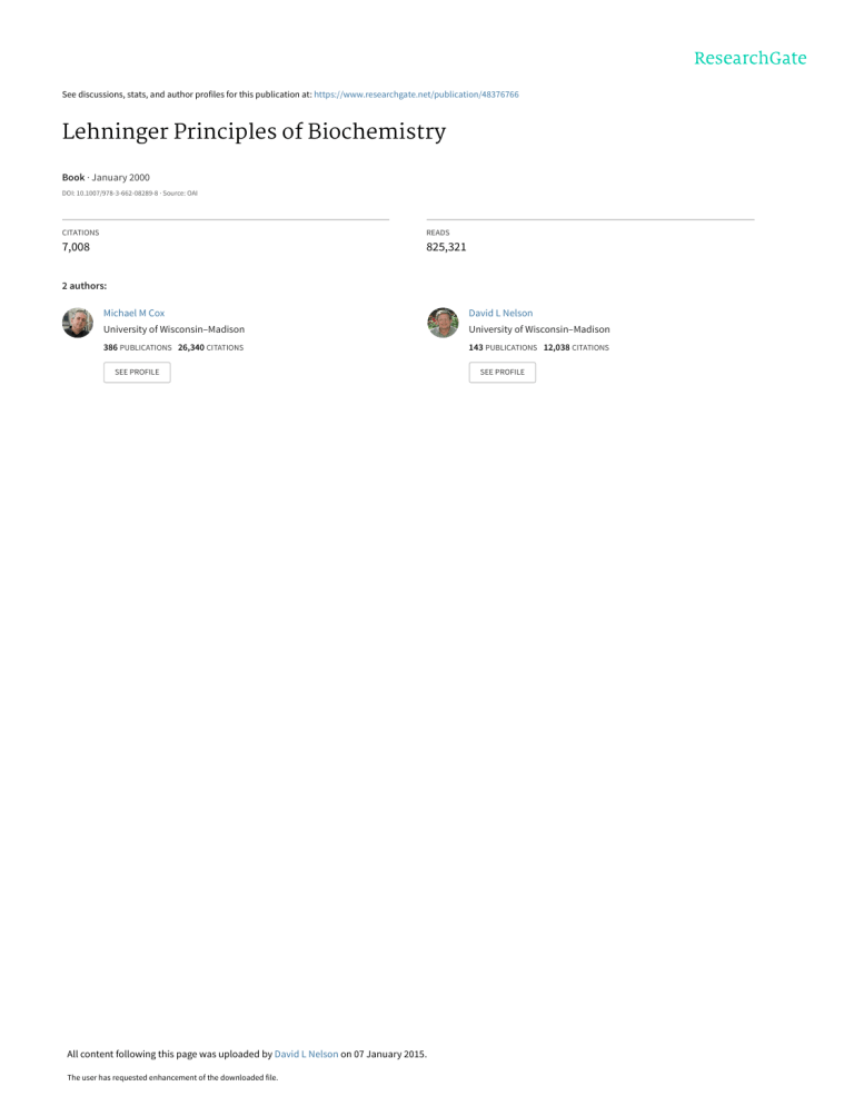 Lehninger Principles of Biochemistry