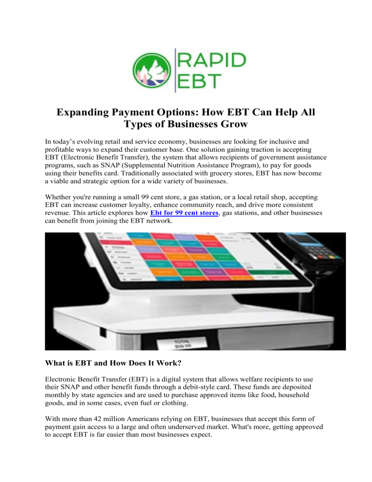 EBT for Business: Grow Revenue & Serve Your Community