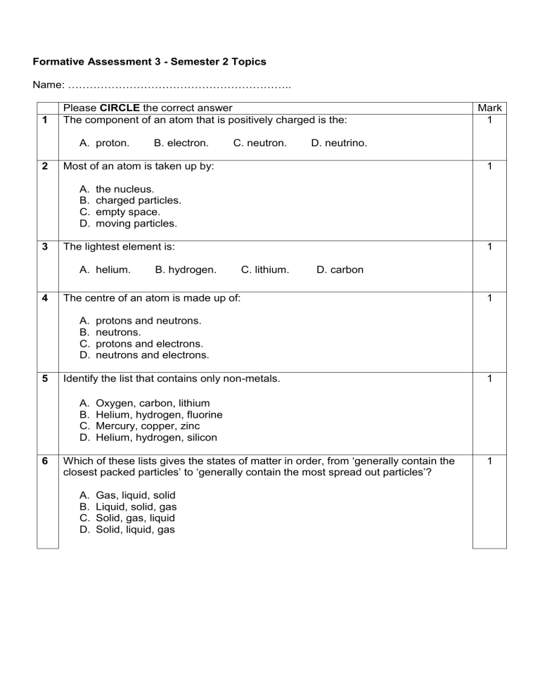 Science Formative Assessment: Chemistry, Biology, Physics