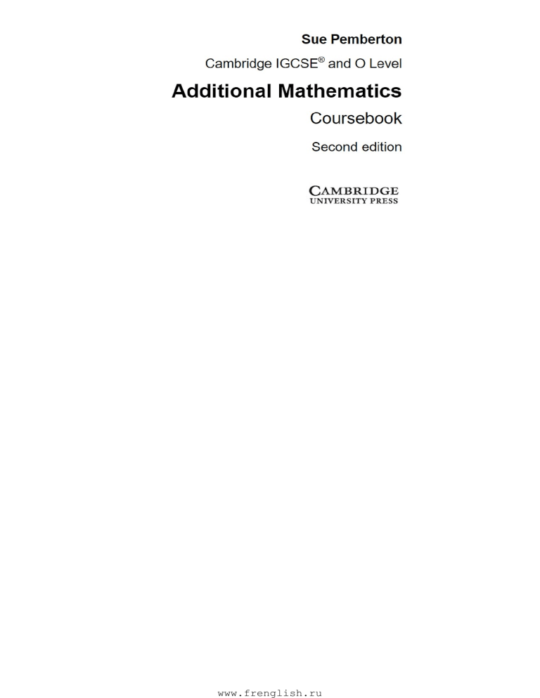 Additional Mathematics Coursebook for IGCSE & O Level