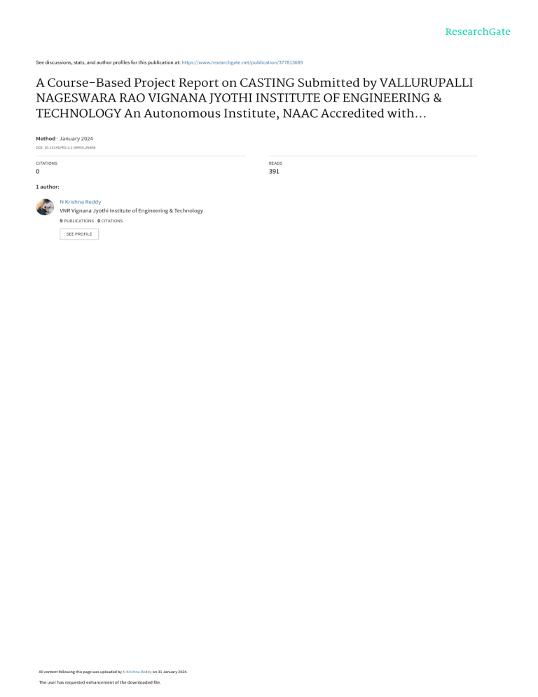 Casting Project Report: Sand Casting Methods & Materials