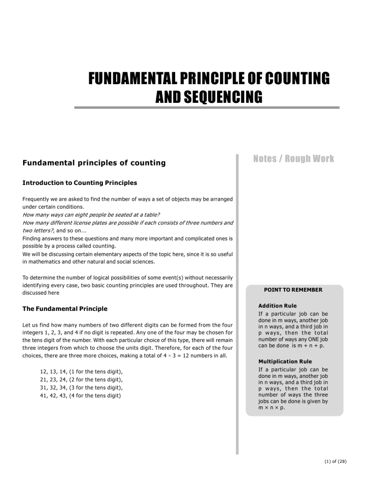 Counting Principles: Addition & Multiplication Rules