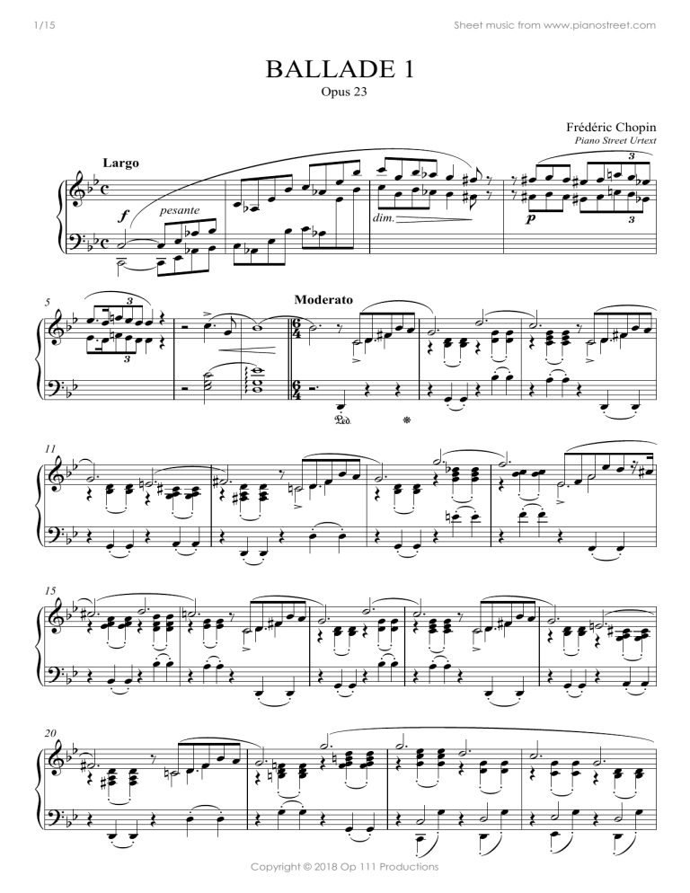 Chopin Ballade No. 1, Op. 23 - Sheet Music