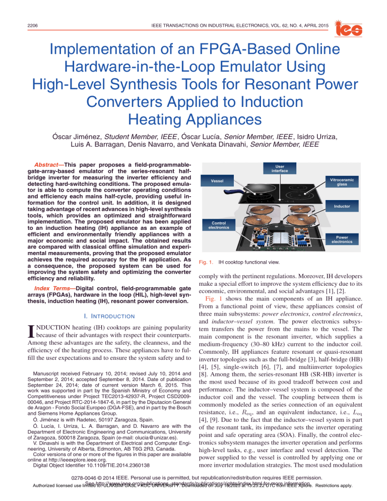 FPGA Emulator for Resonant Power Converters in IH Appliances