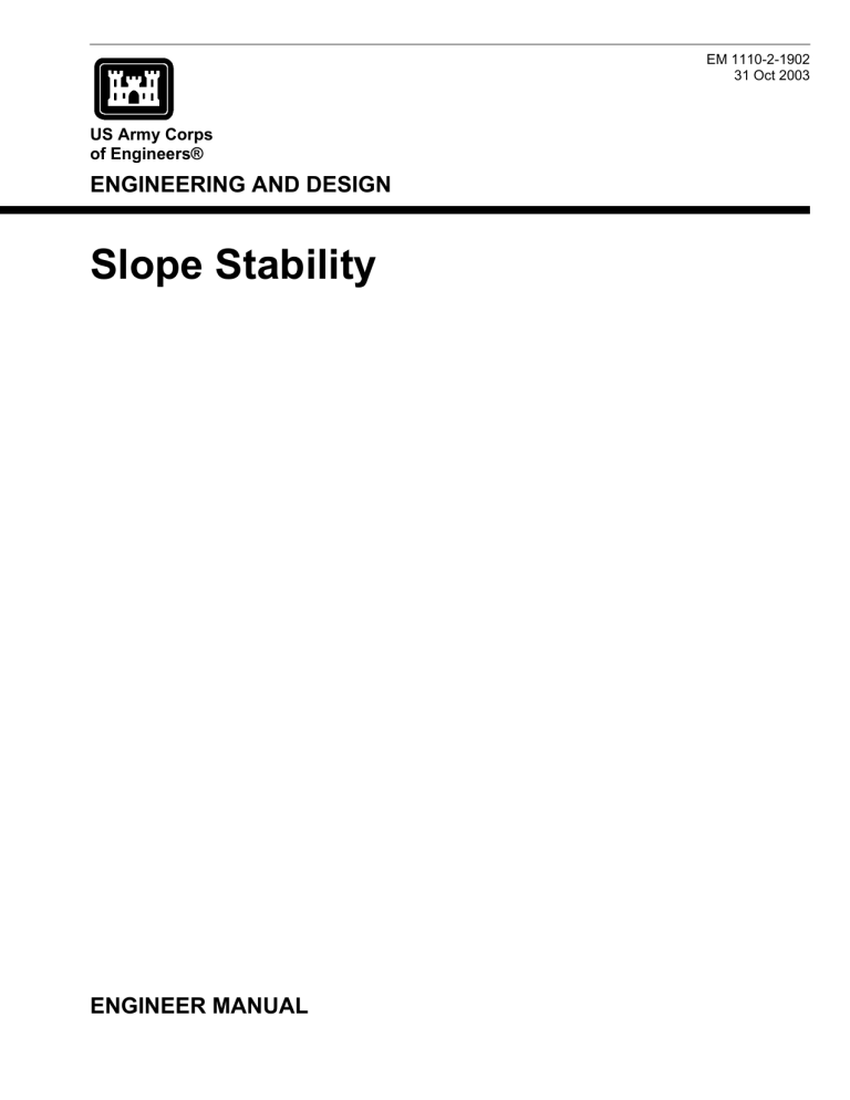 Slope Stability Analysis: Engineer Manual EM 1110-2-1902