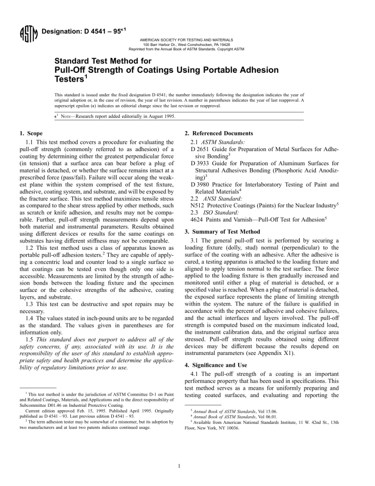 ASTM D 4541: Pull-Off Strength Test for Coatings Adhesion