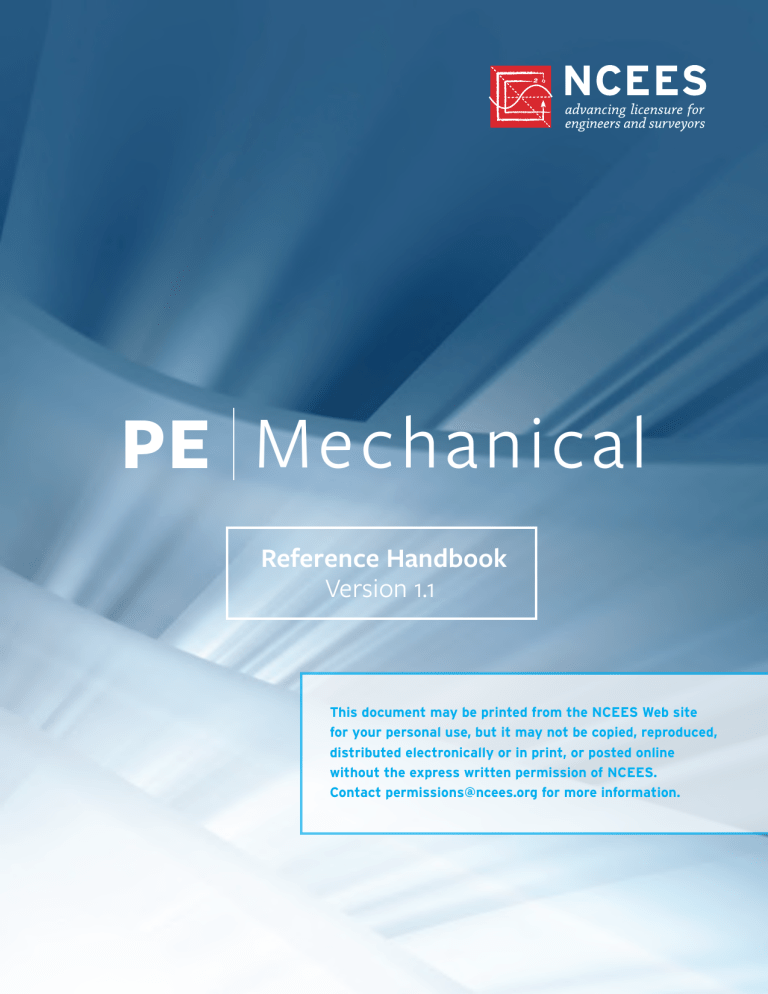 PE Mechanical Reference Handbook v1.1 | NCEES Exam Prep Guide