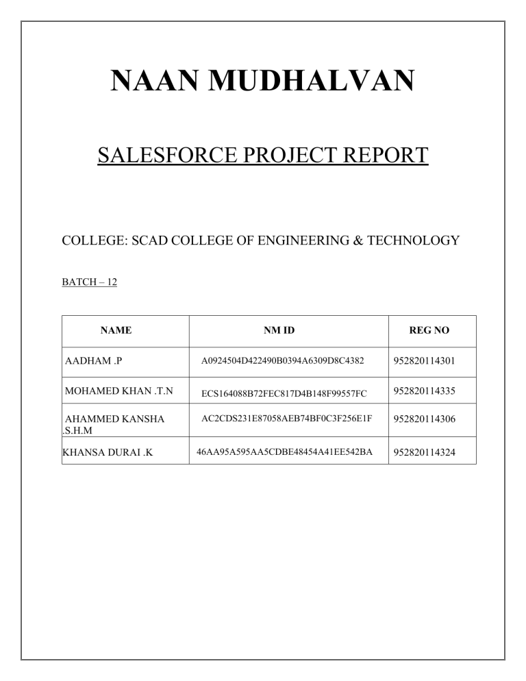 Salesforce Project Report: Naan Mudhalvan