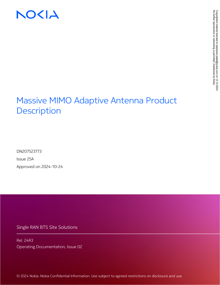 Nokia Massive MIMO Adaptive Antenna Product Description