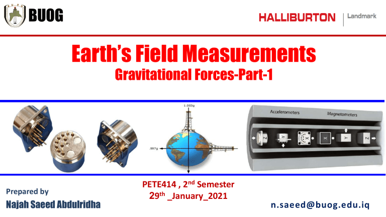 Earth's Field Measurements: Gravitational Forces & MWD Tool Accelerometers