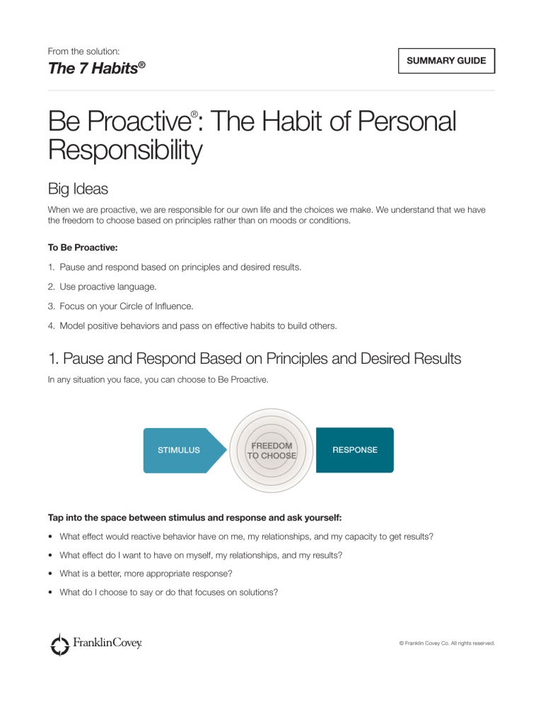7 Habits: Be Proactive - Personal Responsibility Guide
