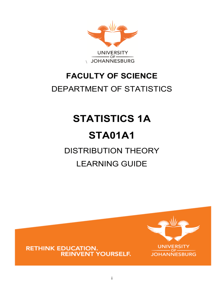Statistics 1A Learning Guide: Distribution Theory