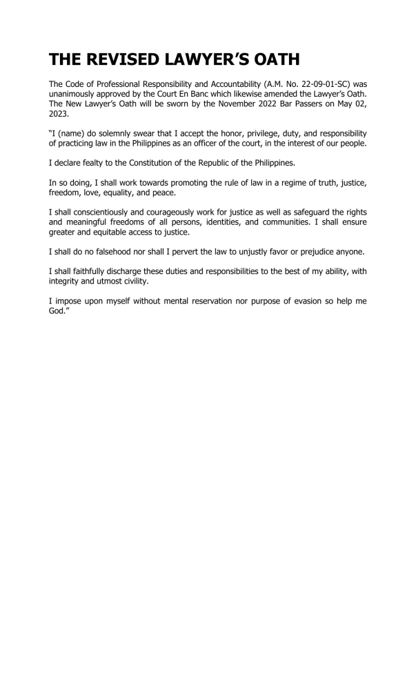 Revised Lawyer's Oath - Philippines