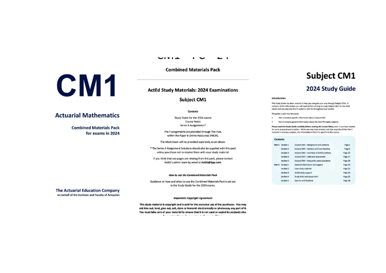 Actuarial Mathematics CM1 Study Materials 2024