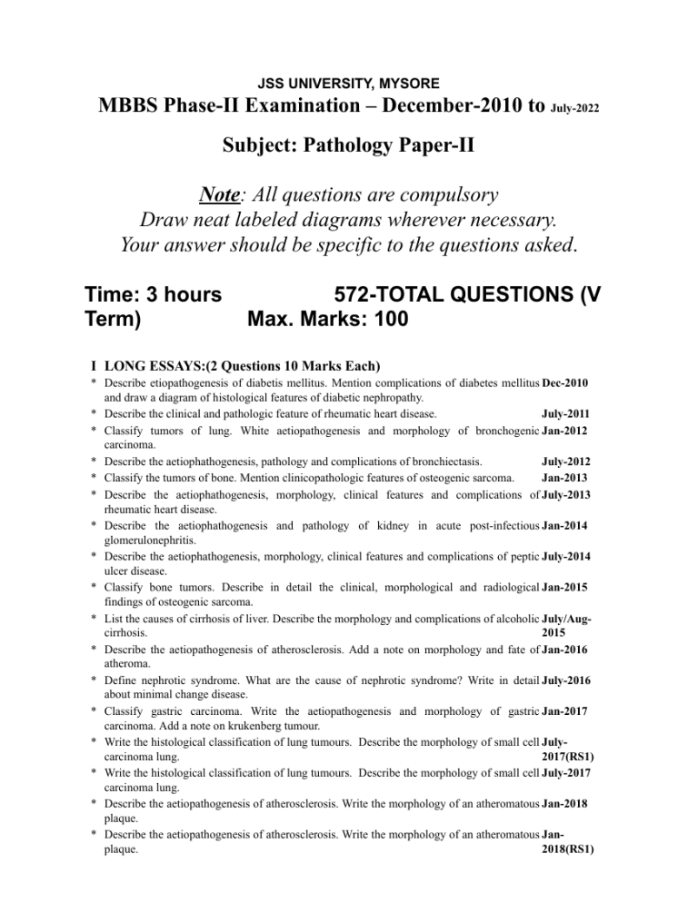 Pathology Paper-II