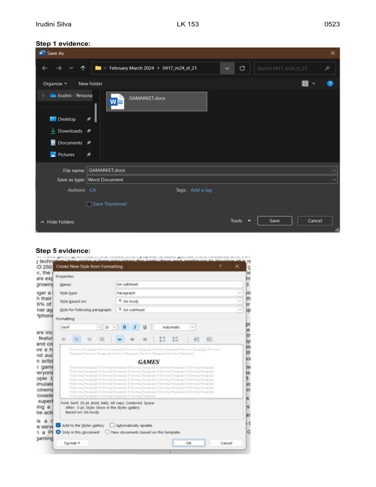 Software Tutorial: Saving Files & Creating Styles