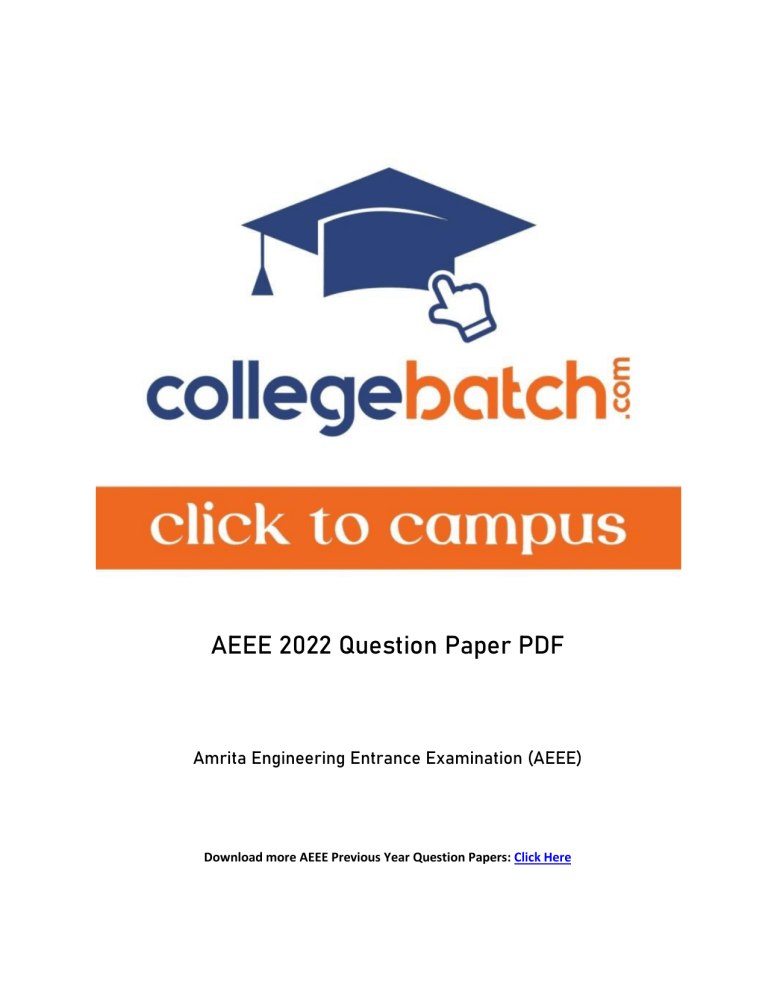 AEEE 2022 Question Paper PDF - Engineering Entrance Exam